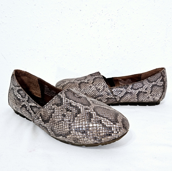Born | Shoes | Born Sebra Snake Print Leather Slipon Flat In Brown Size ...